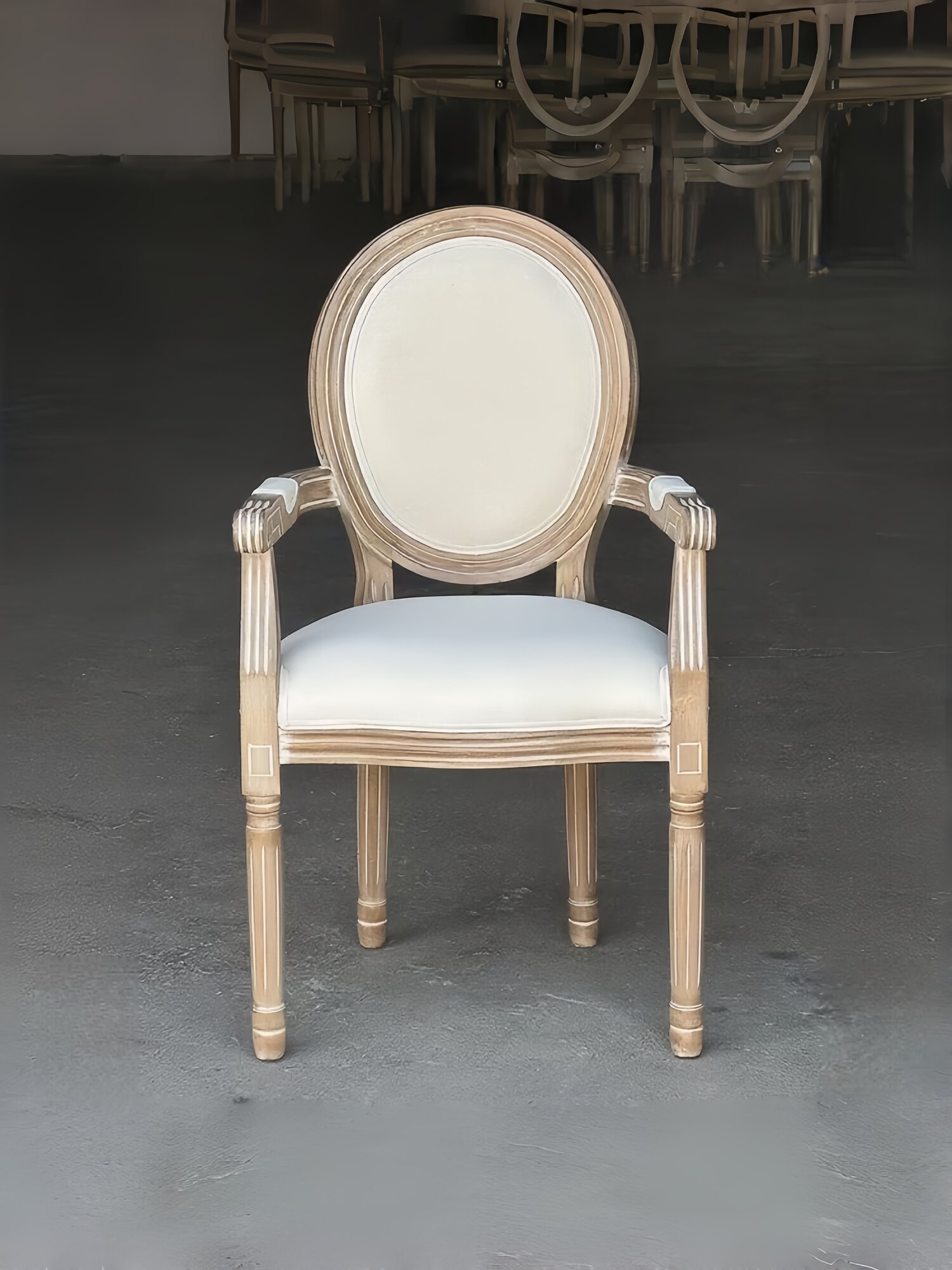 Стул Volker arm, винтажный, офисный, деревянный каркас, бежевый, 1 шт