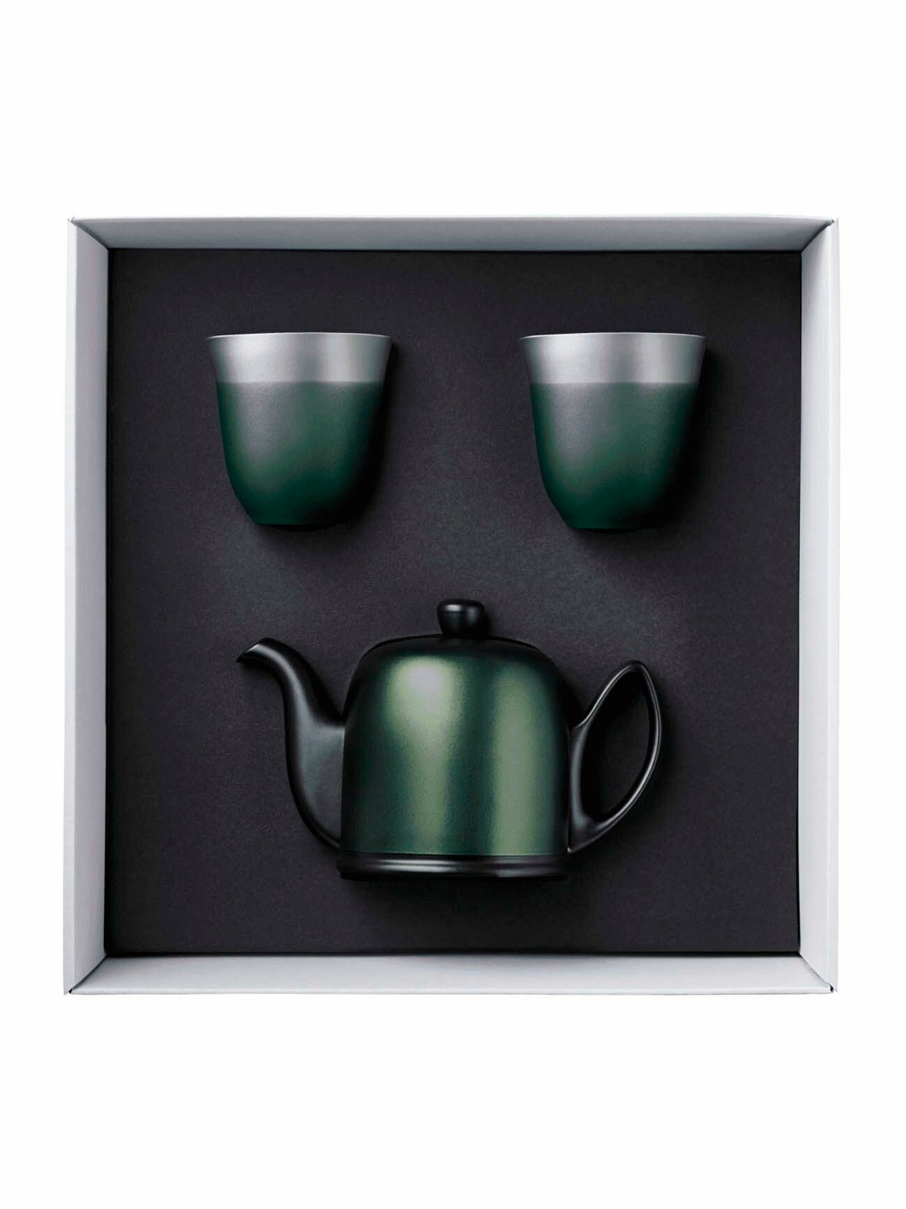 Набор 3 предмета чайник на 4 чашки + 2 чашки 250мл Degrenne Salam, зеленый