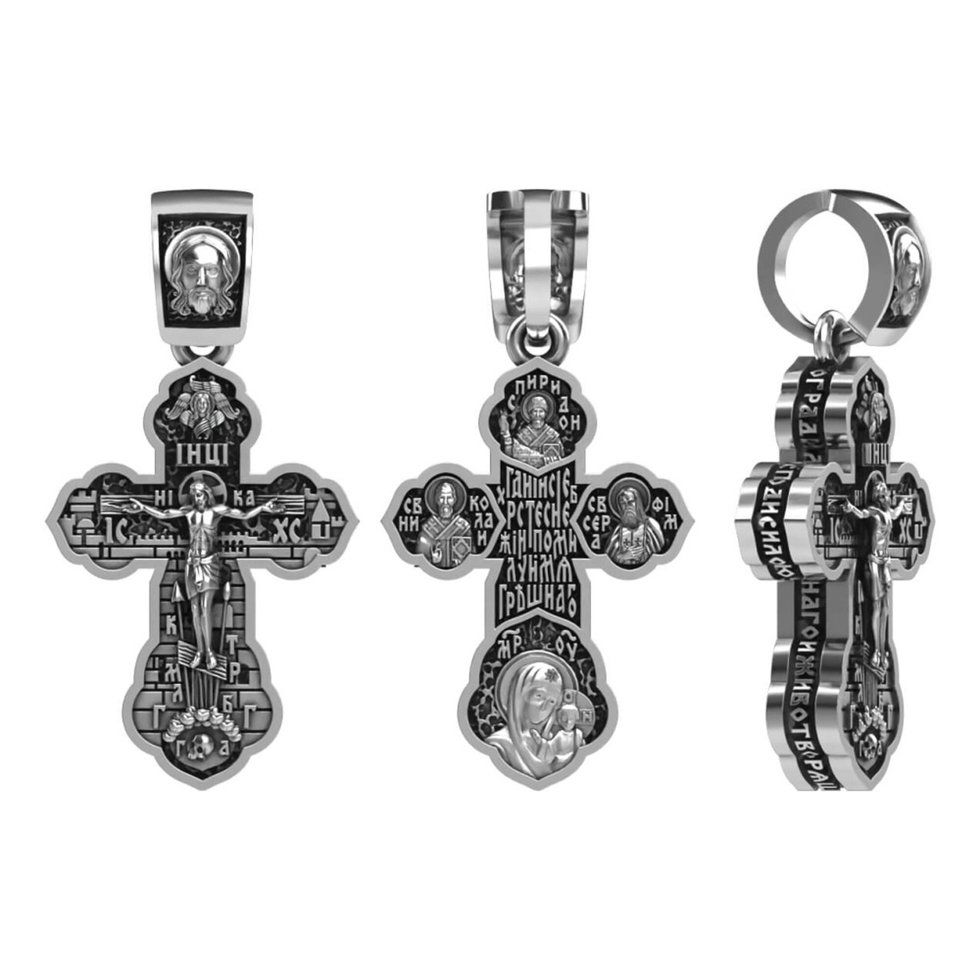 Крестик, серебро, 925 проба, чернение