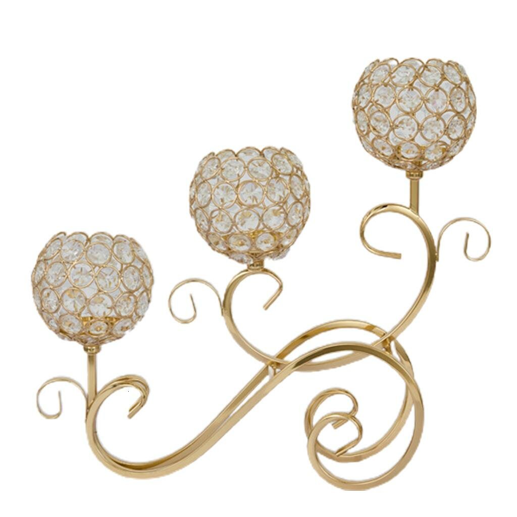 Трехрожковый кристалл люстры, подсвечник, Золотой