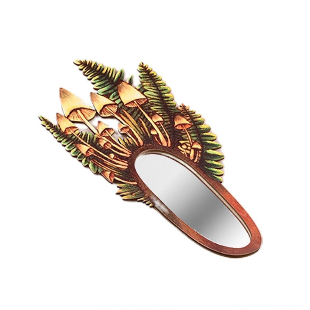 Овальное зеркало с деревянной рамой в виде грибов, KY0228