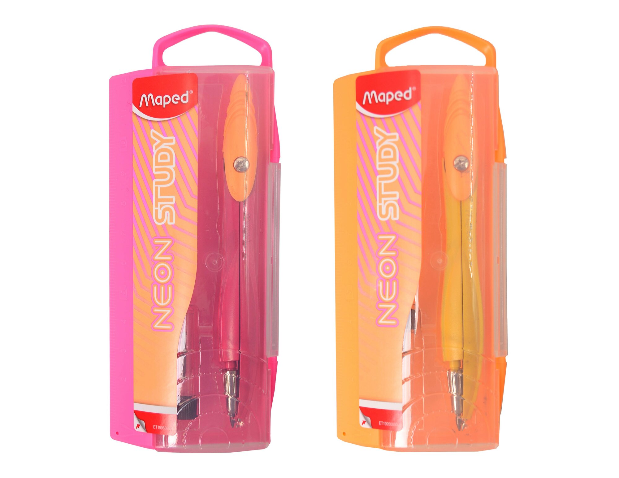 Циркуль школьный 120мм " NEON STUDY", с запасн. грифелем, металлический, ассорти, пластик. футляр, подвес, Maped