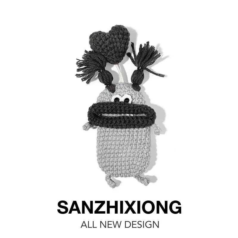 Милый брелок для ключей в форме сосиски, креативный вязаный брелок из пряжи, универсальный. Оригинальный вязаный