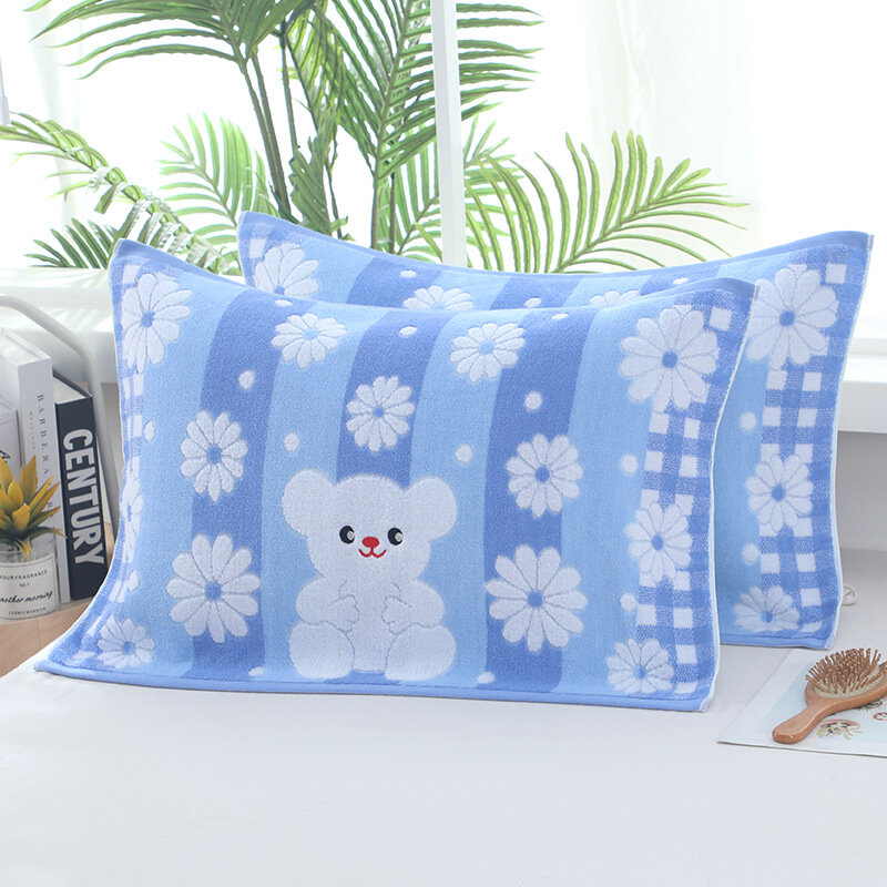 Чистая хлопковая махровая подушка-полотенце, мультяшное полотенце из 100% хлопка, впитывающее пот, утолщенное полотенце для подушки, для студентов и взрослых, высококачественное покрывало для зимы