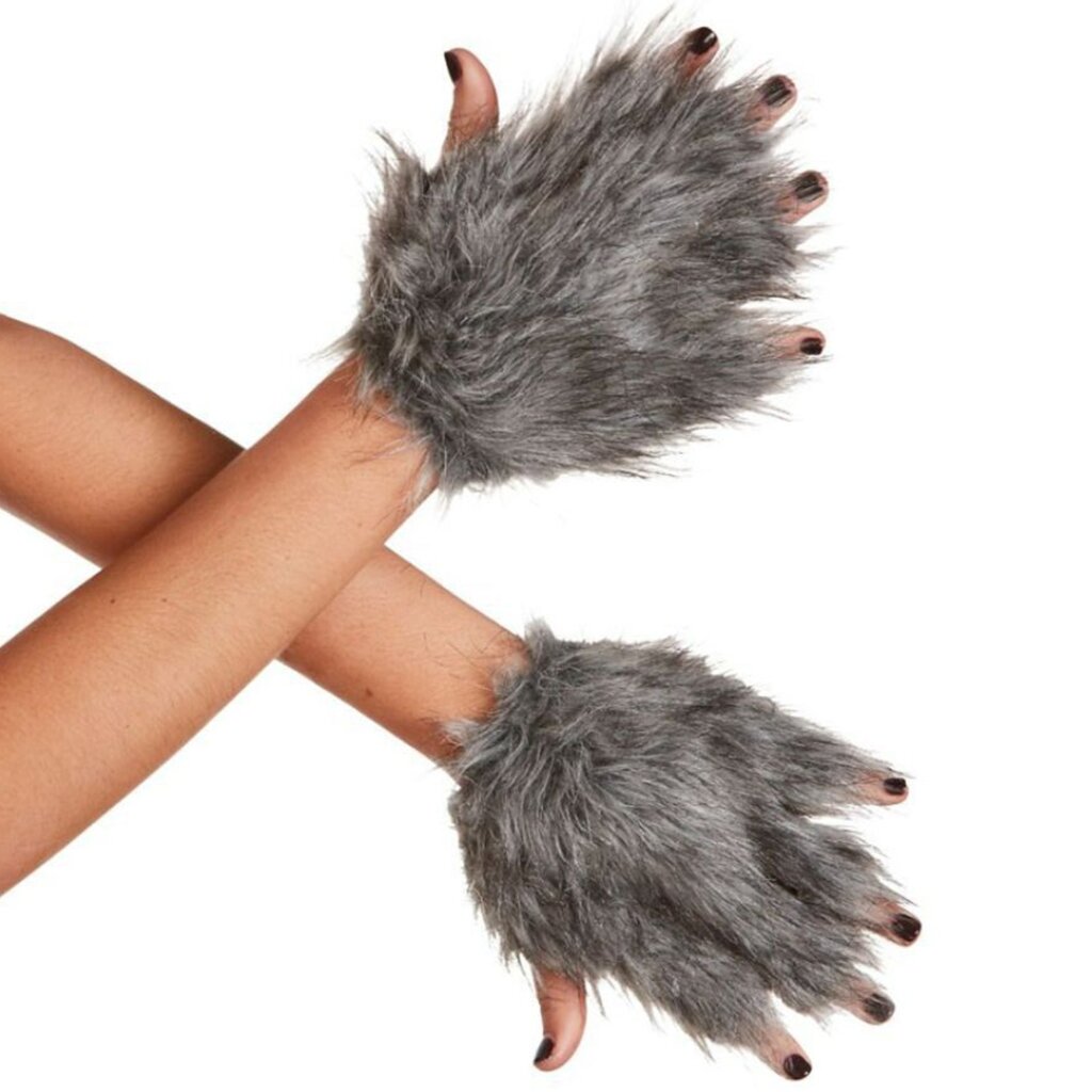 Плюшевые волчьи перчатки