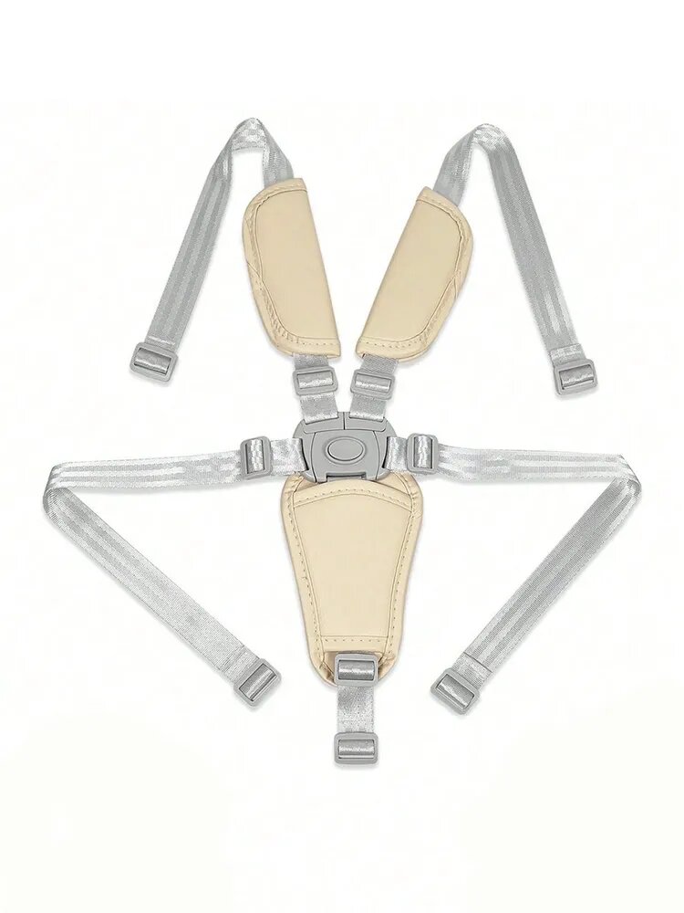 Пятиточечный ремень безопасности для коляски, может быть преобразован в трехточечный ремень безопасности. подходит для детский стульчик для кормления, бежевый