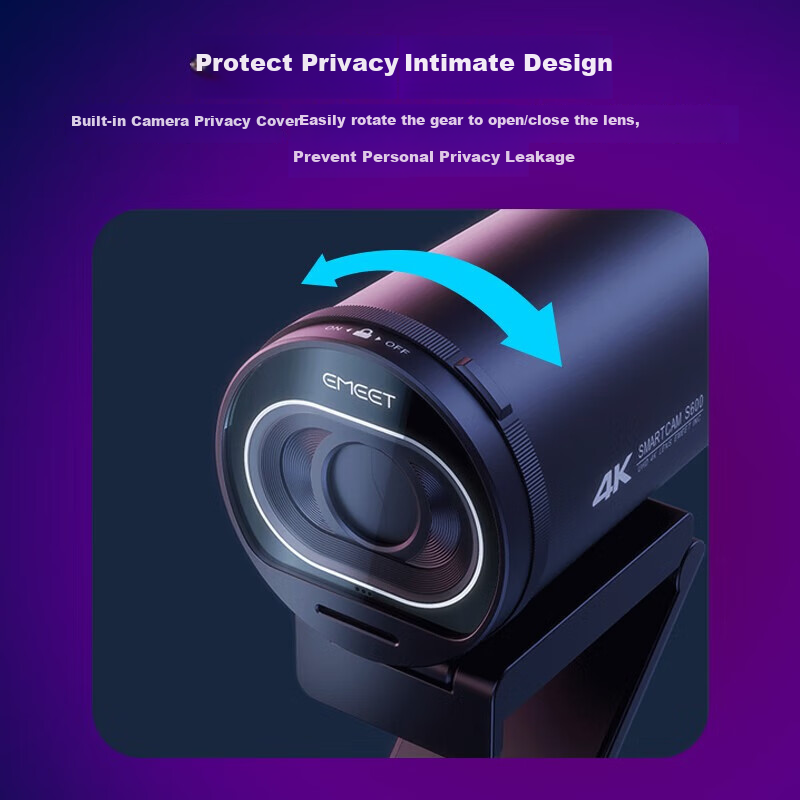 EMEET S600 4K Ultra HD Live Streaming Computer Webcam Video Calling Conference Online Teaching 60FPS High Frame Rate