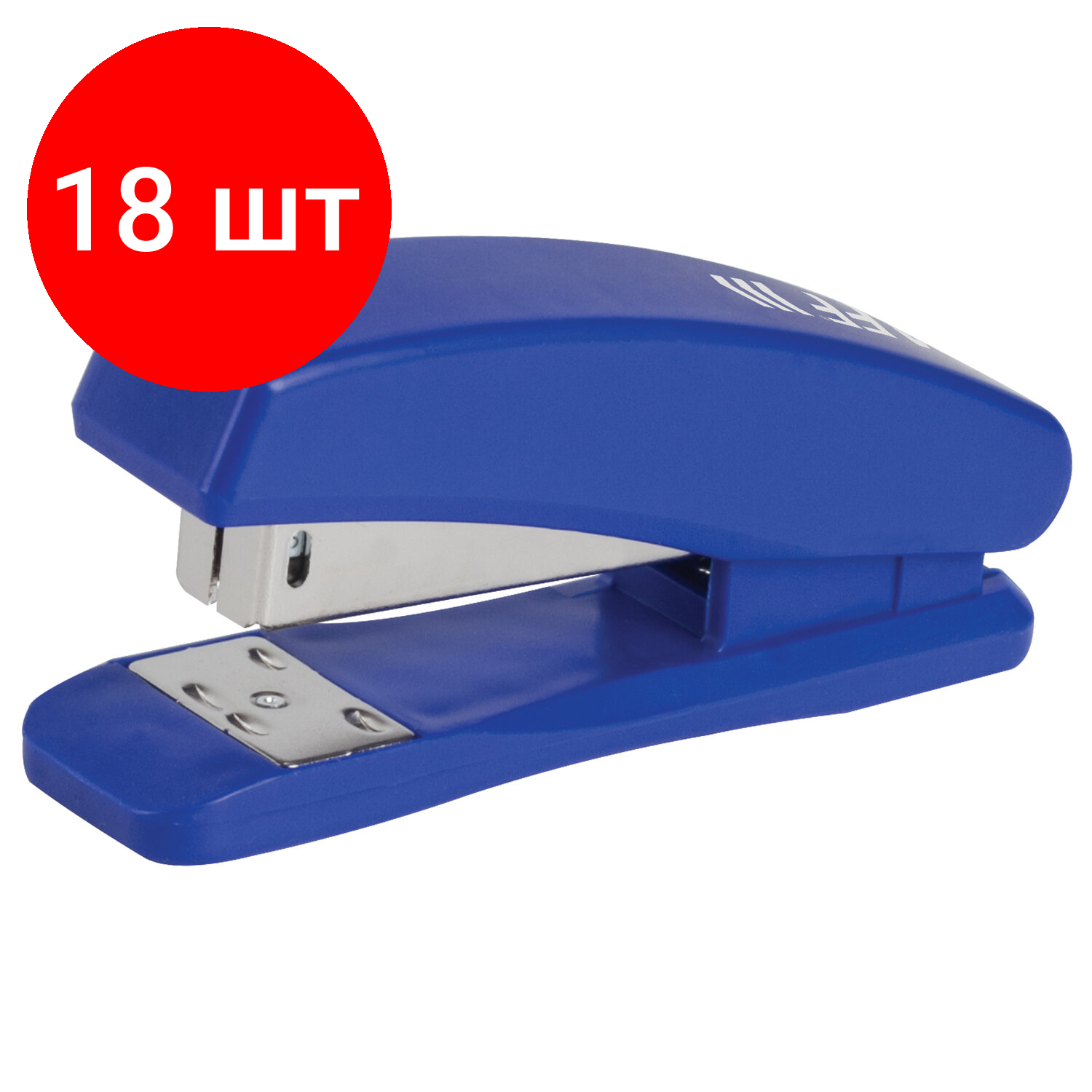 Комплект 18 шт, Степлер №24/6, 26/6 STAFF "Basic", до 20 листов, синий, 227406