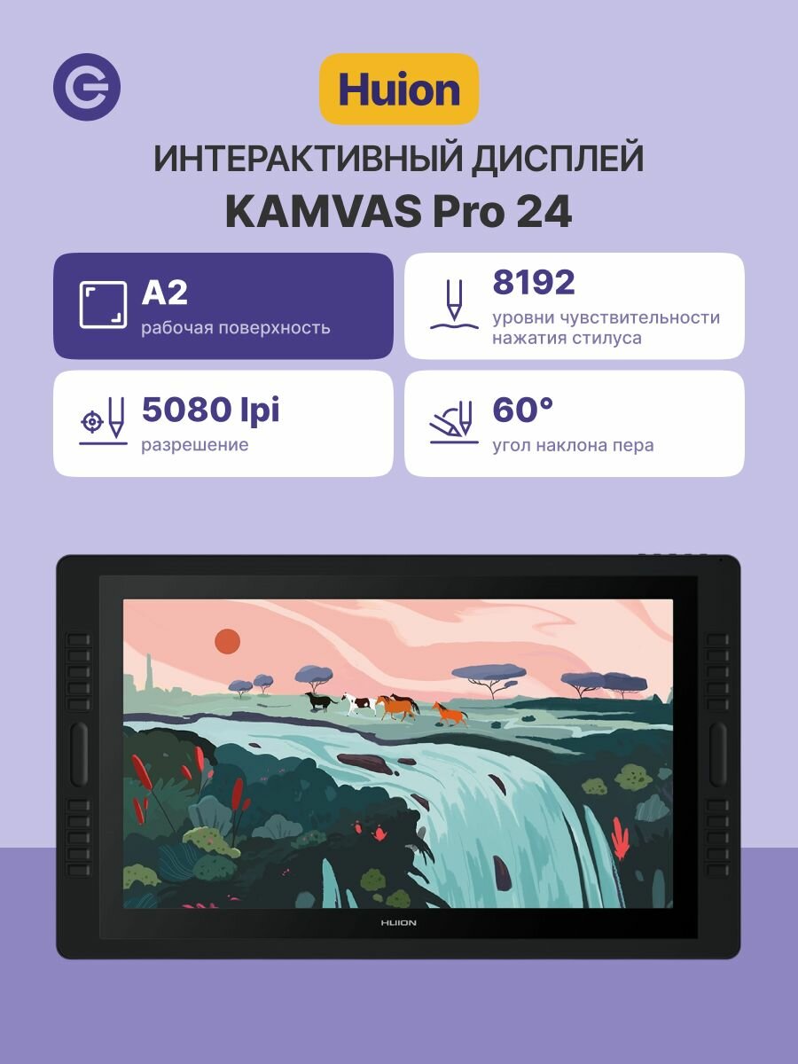 Графический монитор HUION Kamvas Pro 24, черный