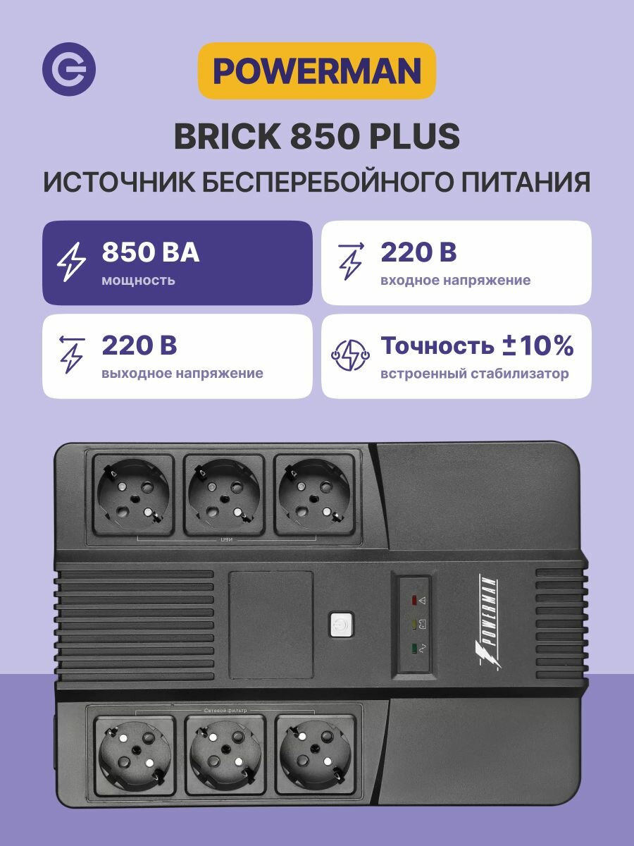 ИБП POWERMAN Brick 850 PLUS
