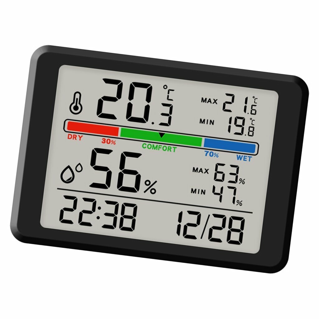 Колокол, LCD электронные цифровые часы-гигрометр - черные 2310, 1 шт.