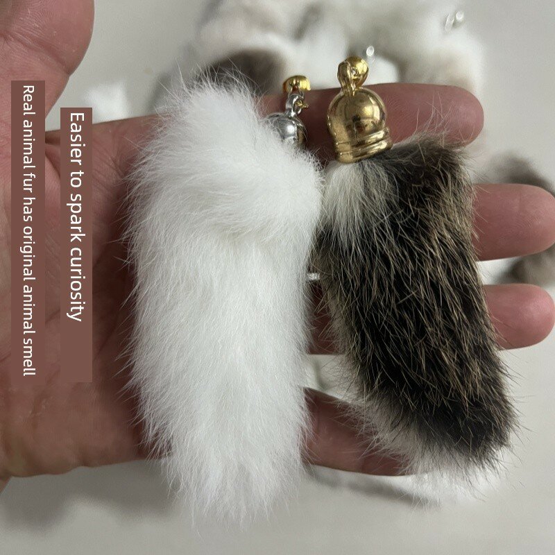 Игрушка для кошек, натуральный хвост кролика, ароматизированная, для обоняния, самостоятельных игр, снятия скуки, для