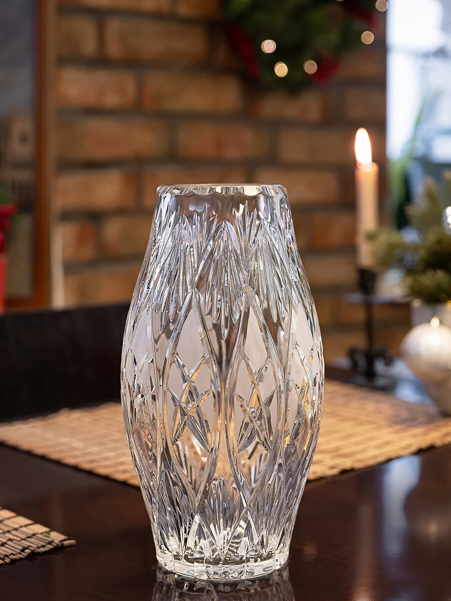 Ваза для цветов хрустальная для букета / для декора и интерьера, высота 26 см, Неман 1000/37 - 12686
