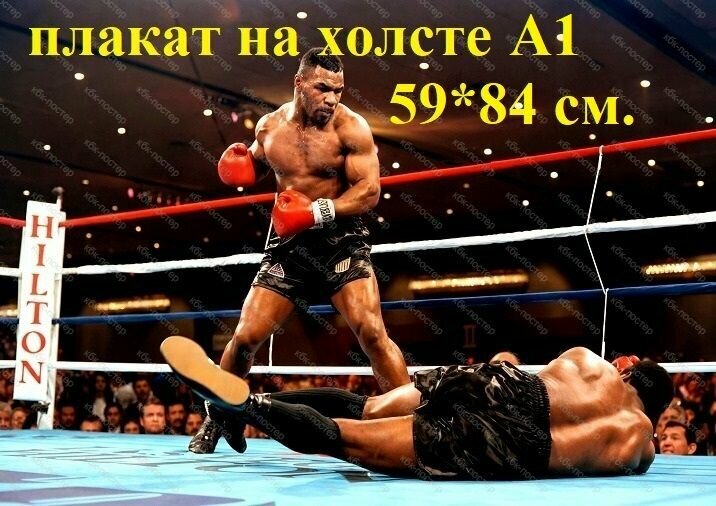 Майк Тайсон - бокс. 59*84 см. Плакат на холсте А1_004.