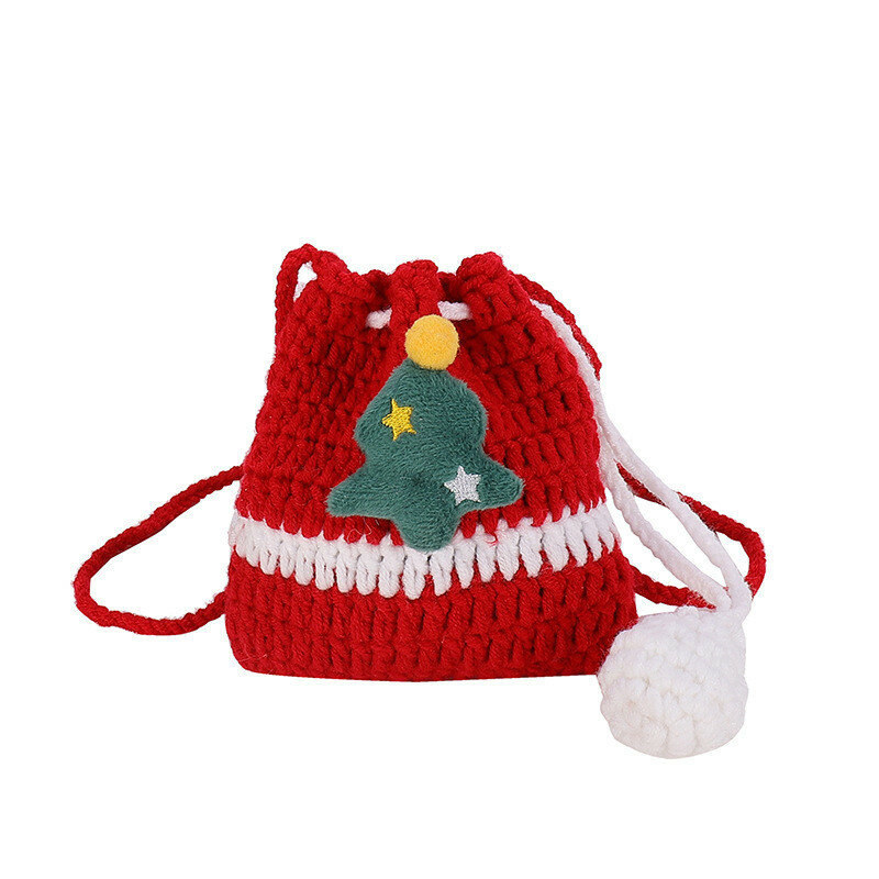 Крошечная вязаная сумка для детей с яркими рождественскими узорами, ручная работа