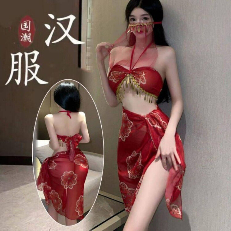 Сексуальное нижнее белье Pure Desire, классический прозрачный бюстгальтер, костюм для танца Дуньхуан, экзотический ханфу, топ-трубка, ночная сорочка, комплект униформы для свидания