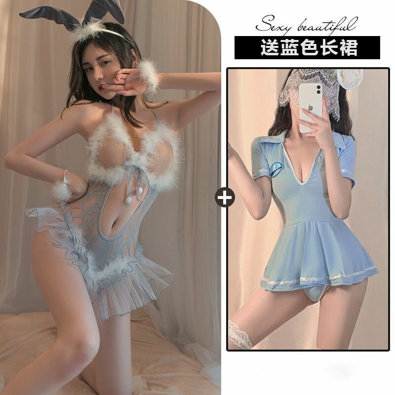 Сексуальное нижнее белье, костюм кроличьей девочки, милые сексуальные женские пижамы, кружевные чулки, комплект больших размеров, прозрачный униформа