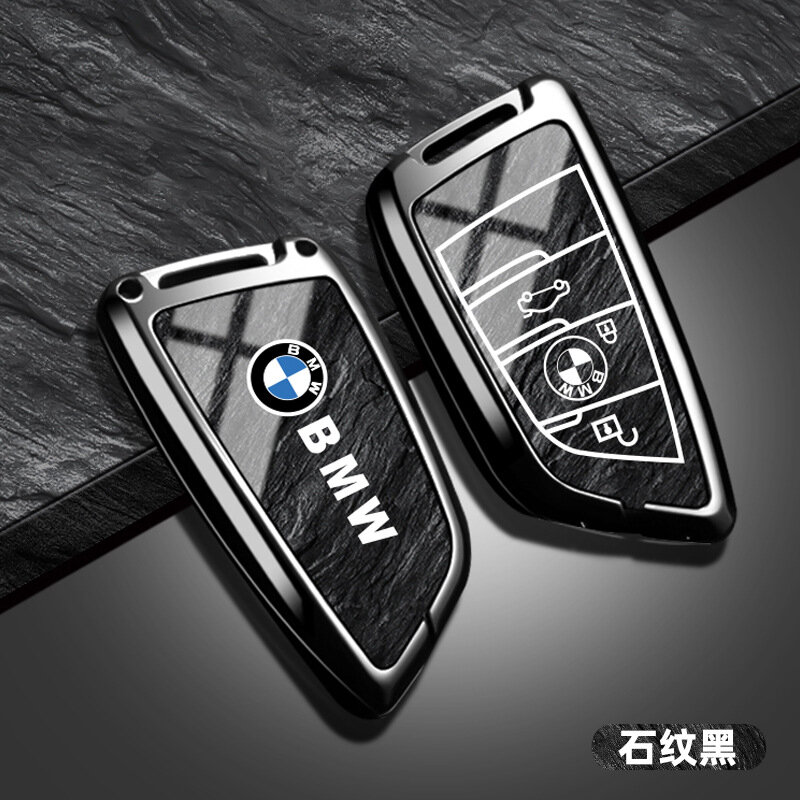 Чехол для ключа BMW стиль А, 3-кнопочный, каменная текстура черный для моделей 3/5/7 серии