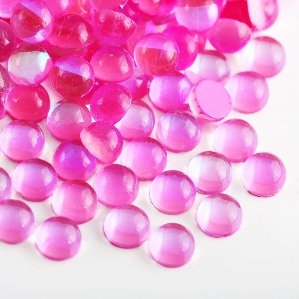 Розовые полушары для дизайна ногтей MollBii, Mix Size, Rose