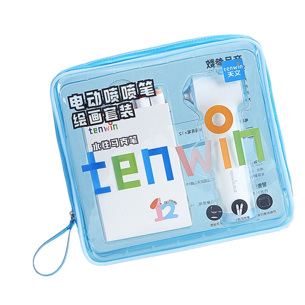 Набор Ручек С Электрическим Распылителем Краски С 12 Цветными Маркерами, Аэрографом И 3 Трафаретами Для Рисования Для Детей, Учащихся Художественной Живописи