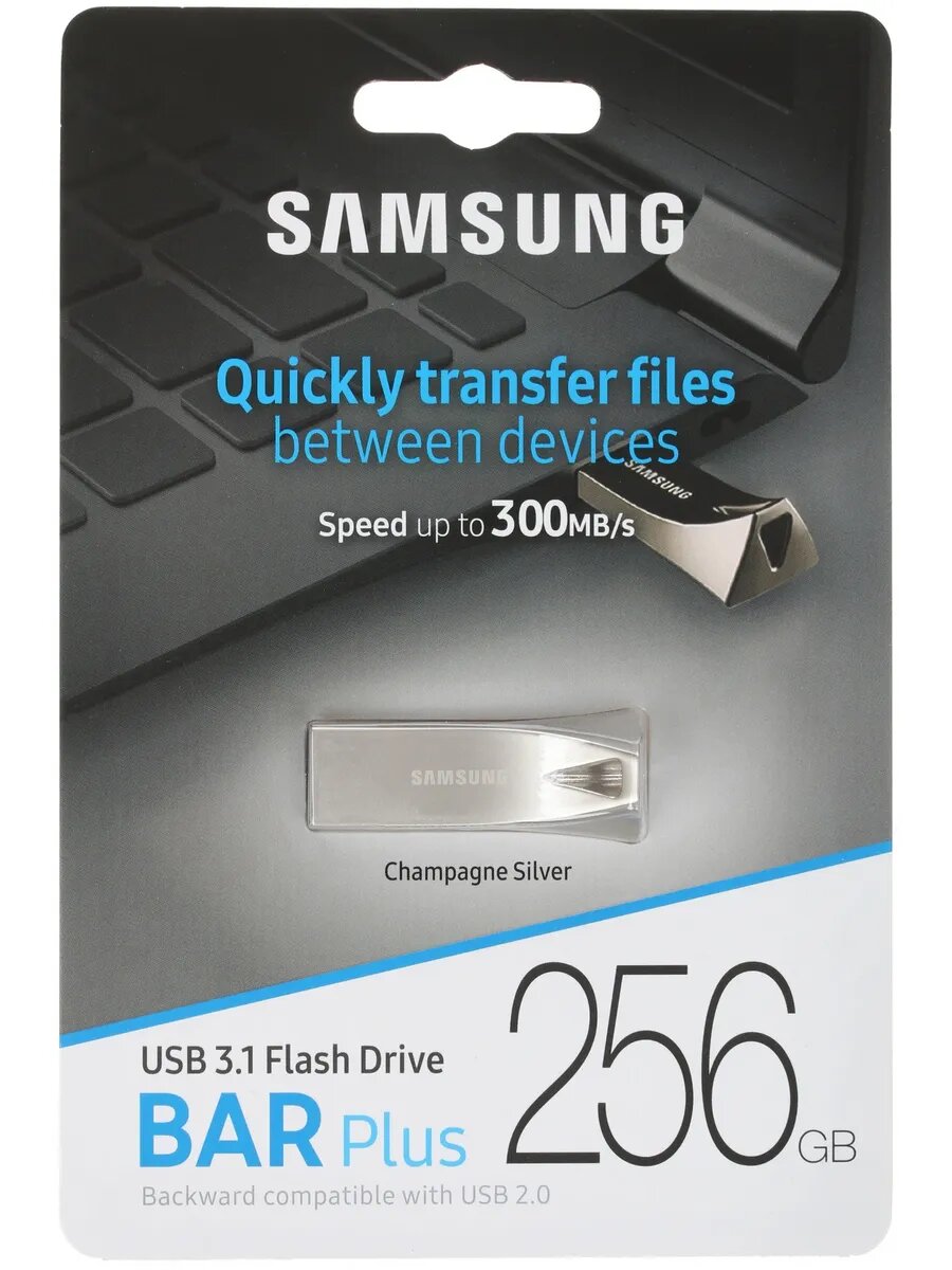 Флэш накопитель 256GB BAR Plus Silver USB 3.1 [MUF-256BE3/APC/CN]