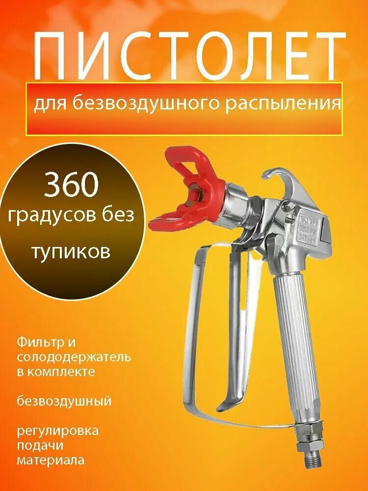 Пистолет окрасочный безвоздушный Краскопульт,3600PSI распылитель с высоким давлением для безвоздушного распыления