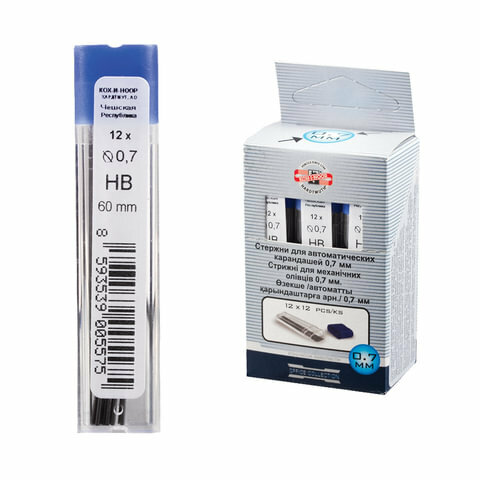 12 шт. Грифели запасные 0,7 мм, HB, KOH-I-NOOR, комплект 12 шт, 4162/HB, 41620HB007PKRU