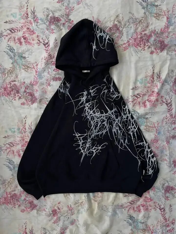 Черная толстовка Archaic Couture с принтом, размер M