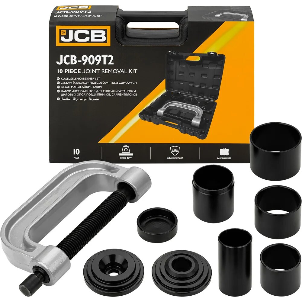 JCB Набор инструментов для снятия и установки шаровых опор, подшипников, сайлентблоков 10 предметов JCB-909T2(62538)
