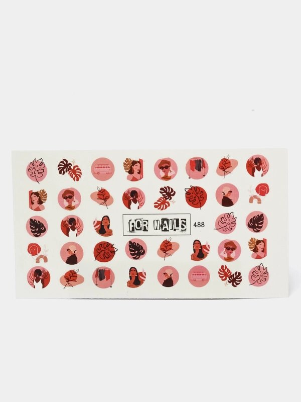 Слайдер для дизайна ногтей №488 "Фигуры, Цветы, Листья"