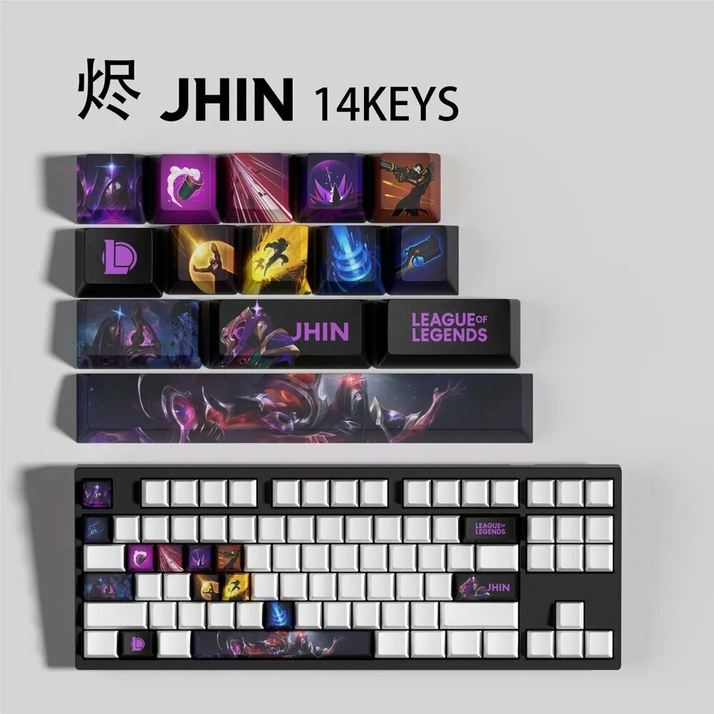 Комплект кейкапов для темы League of Legends / PBT Keycaps 14 Клавиш / Кейкапы для механической клавиатуры