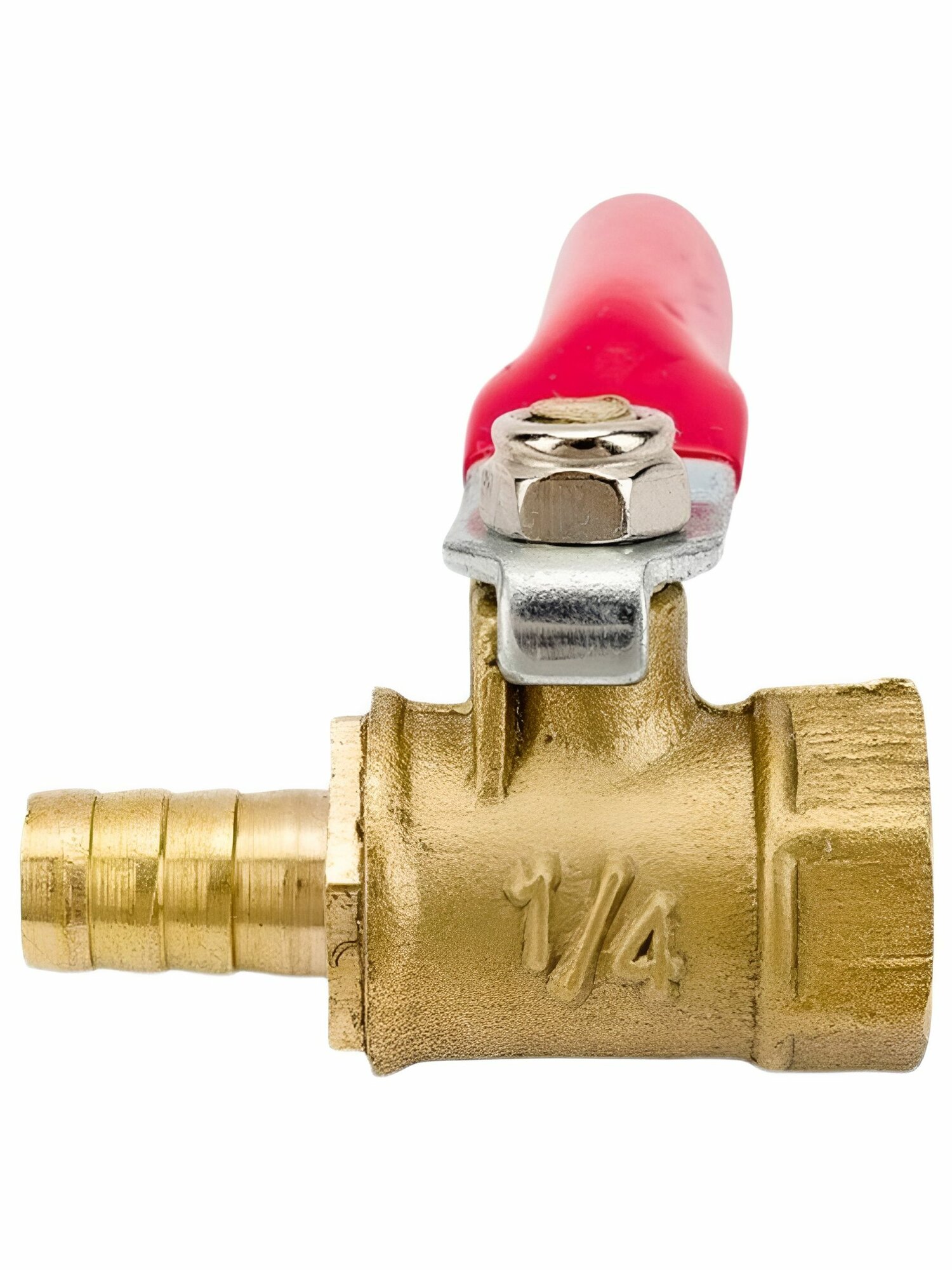 Кран шаровый внутренняя резьба 1/4" на елочку 8 мм, латунь Pegas pneumatic 4409