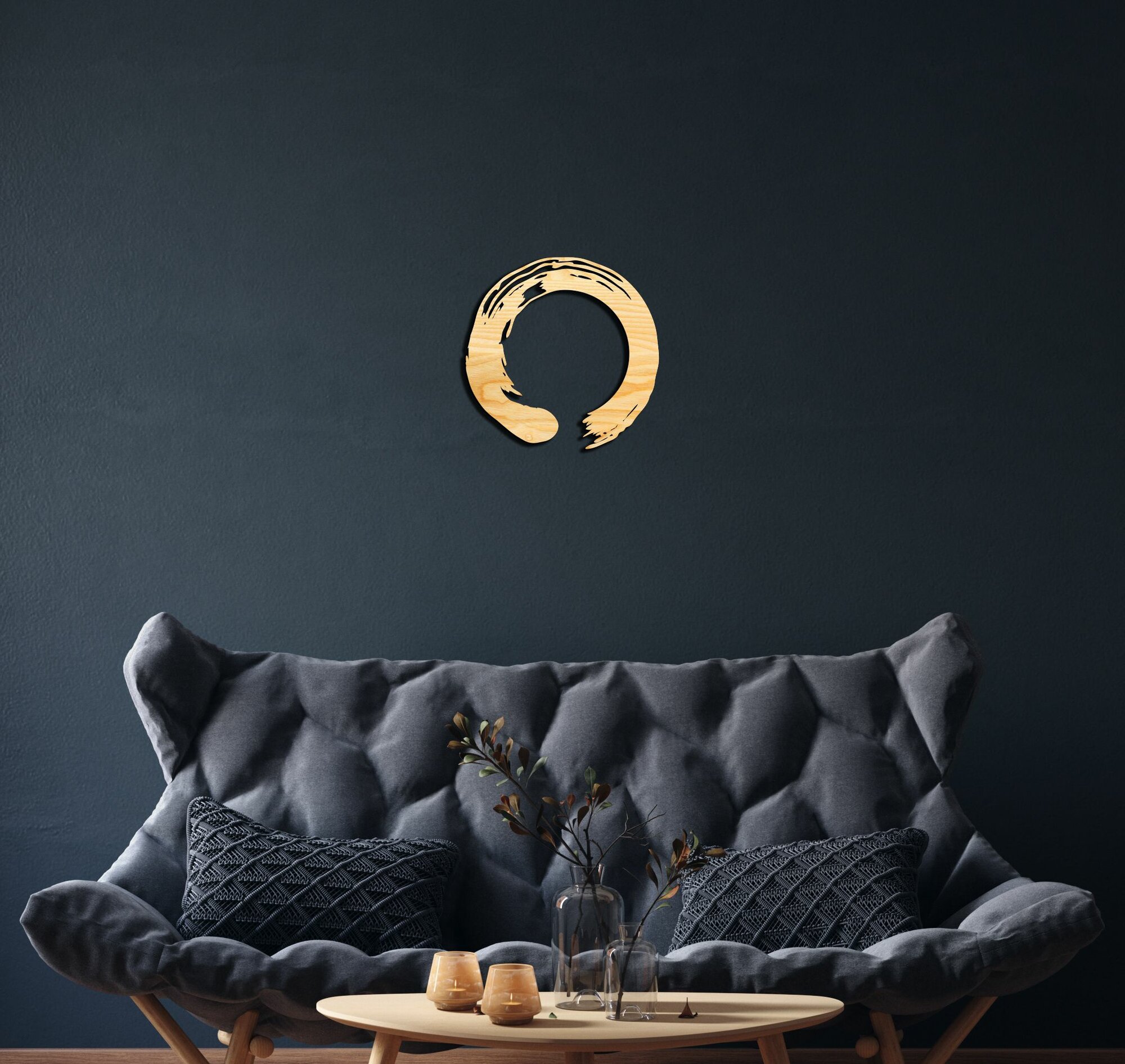 Панно на стену Энсо Круг из дерева (Даосизм, Буддизм, энзо)