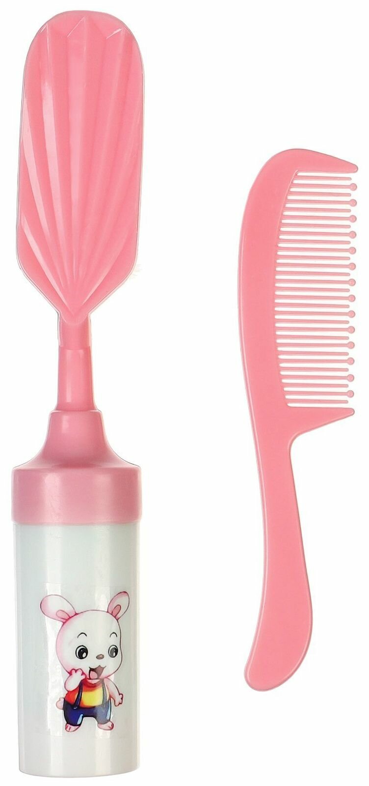 Набор детских расчесок "Малыш" из 2 штук для волос, детская массажная щётка с погремушкой и расческа-гребешок для новорожденных и малышей, цвета микс