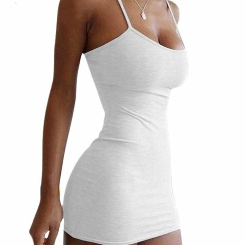 Мини-платье-бандаж без рукавов, Белый - S