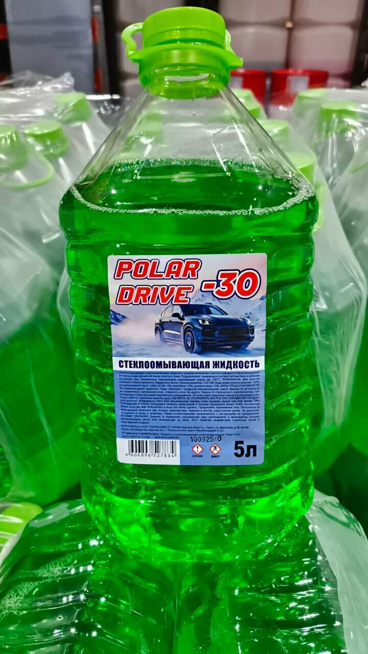 Жидкость стеклоомывающая низкозамерзающая зеленая "polar drive" 5л. марки "-30" зеленая крышка