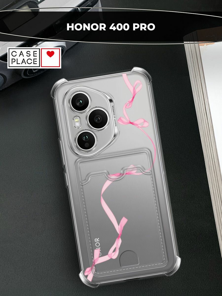 Чехол на Honor 400 Pro (Хонор 400 Про) с картой и принтом Линия из бантиков