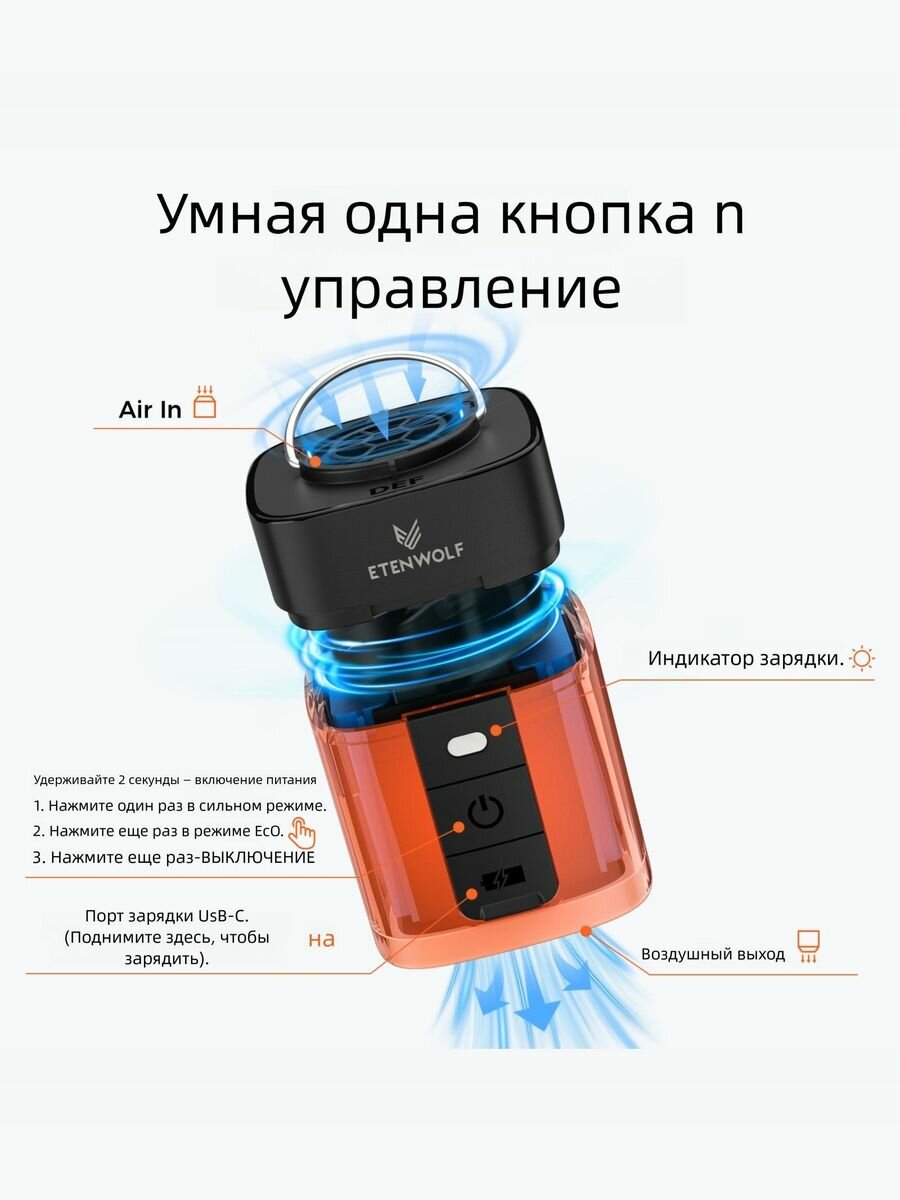 Электрический воздушный насос ETENWOLF AIR 3SE,2600 мАч для кемпинга, уличный фонарь