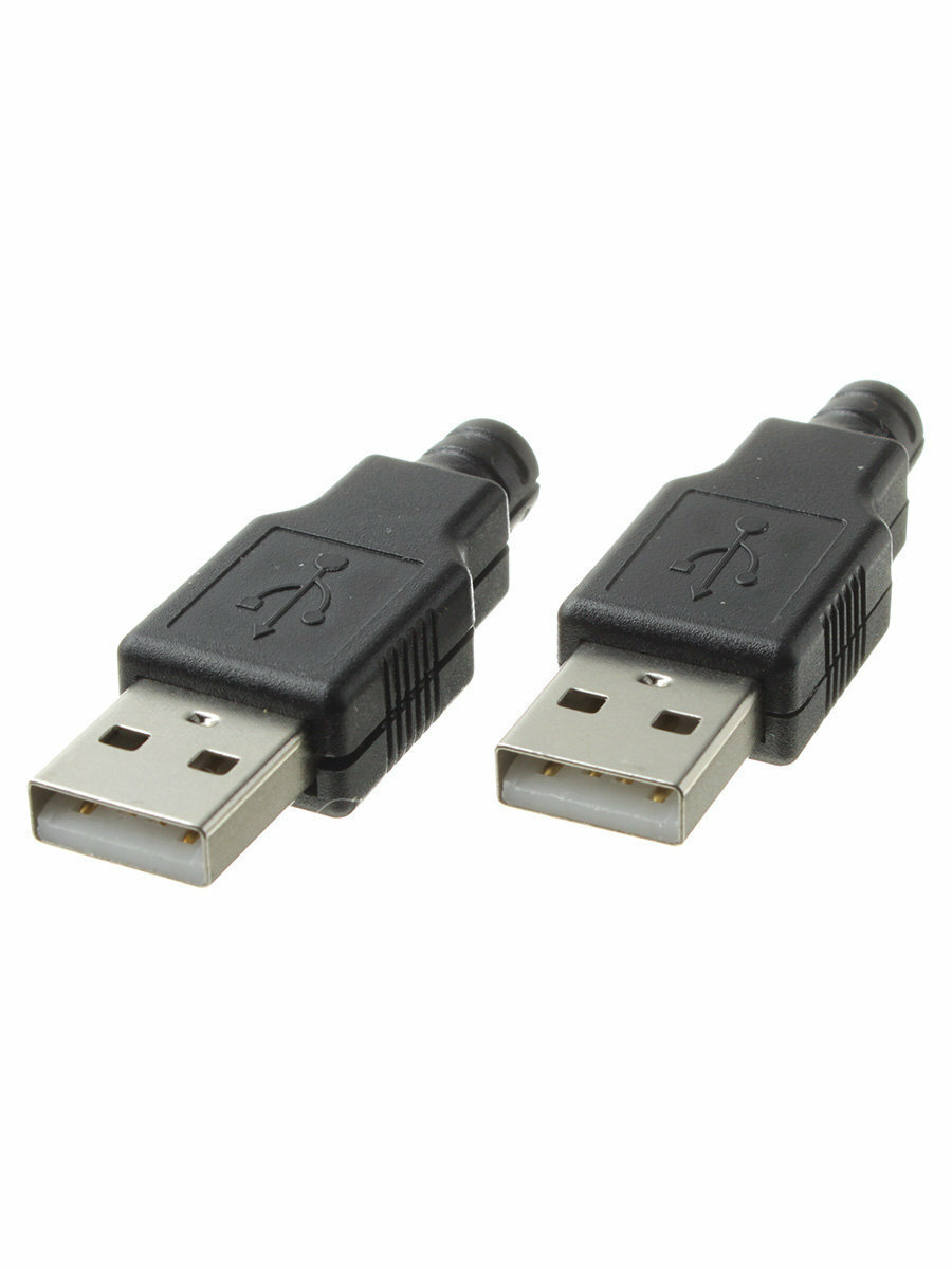 Разъем USB A штекер разборный на кабель в корпусе, вариант 2