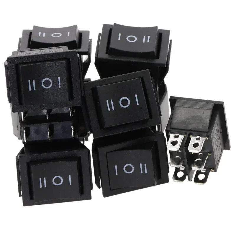 10 шт, кулисный переключатель «сделай сам», выключатели питания для лодки, 3 положения, 6 контактов, 31x25 мм, кнопка с фиксацией и лампой, KCD4, 16 А, 250 В переменного тока, вкл.-выкл.