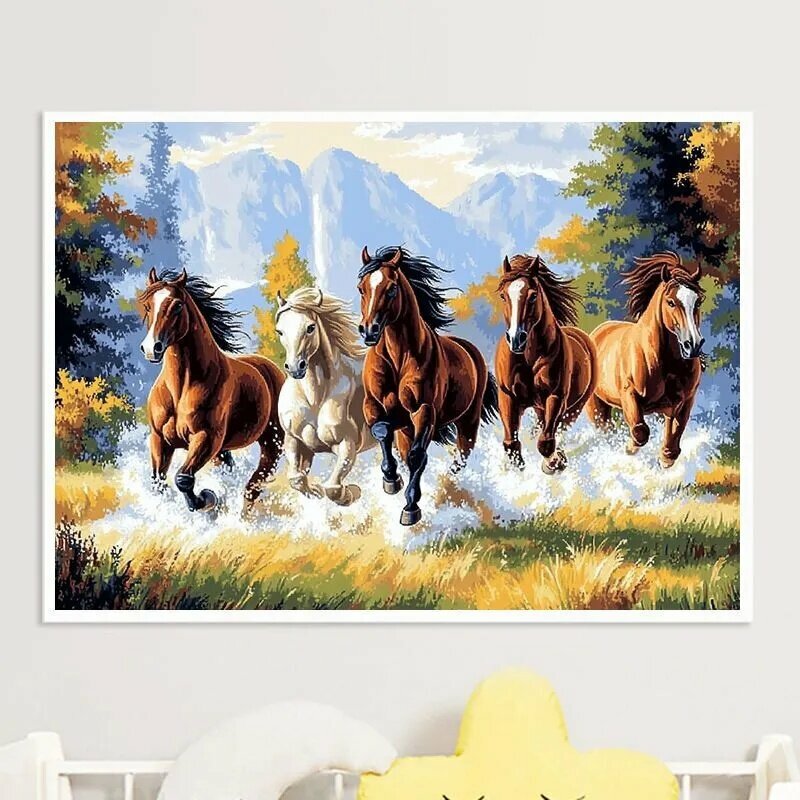 Набор для вышивания крестиком, вышивка крестиком "лошадь", 11CT 3 нити, 50х40 см (без рамки)