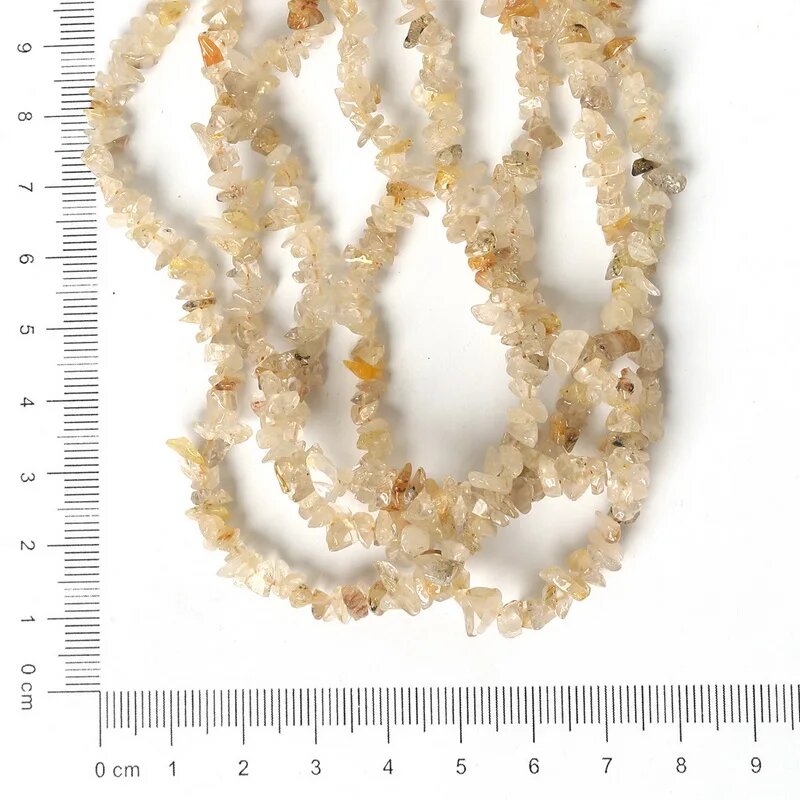 Celadon набор бусин из камня 3-5 мм Белый, Gold Quartz Rutilate