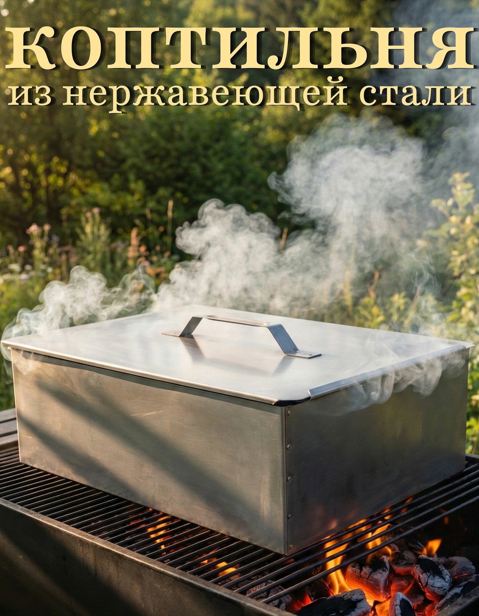 Коптильня одноярусная горячего копчения из нержавеющей стали