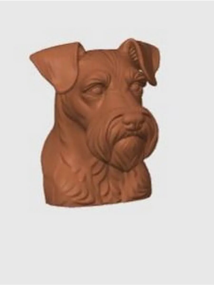 Статуэтка собаки-Мин. шнауцер с нат. ушами(10см, корич. матал.)