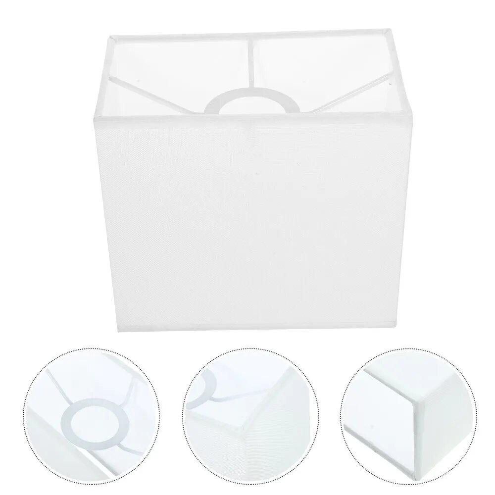 Прямоугольный Тканевый Абажур Для Лампы Размером 18X16.5X10Cm Белый Подходит Для Дома И Отелей