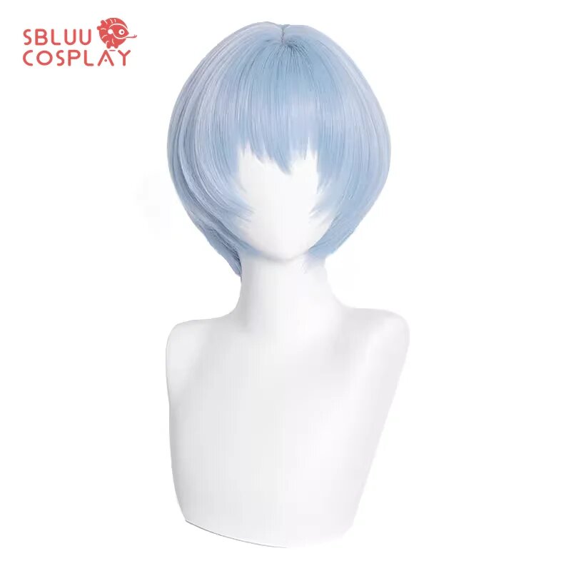 SBluuCosplay Косплей Рей Аянами Туманно-синий женский костюм XXL, Wig B
