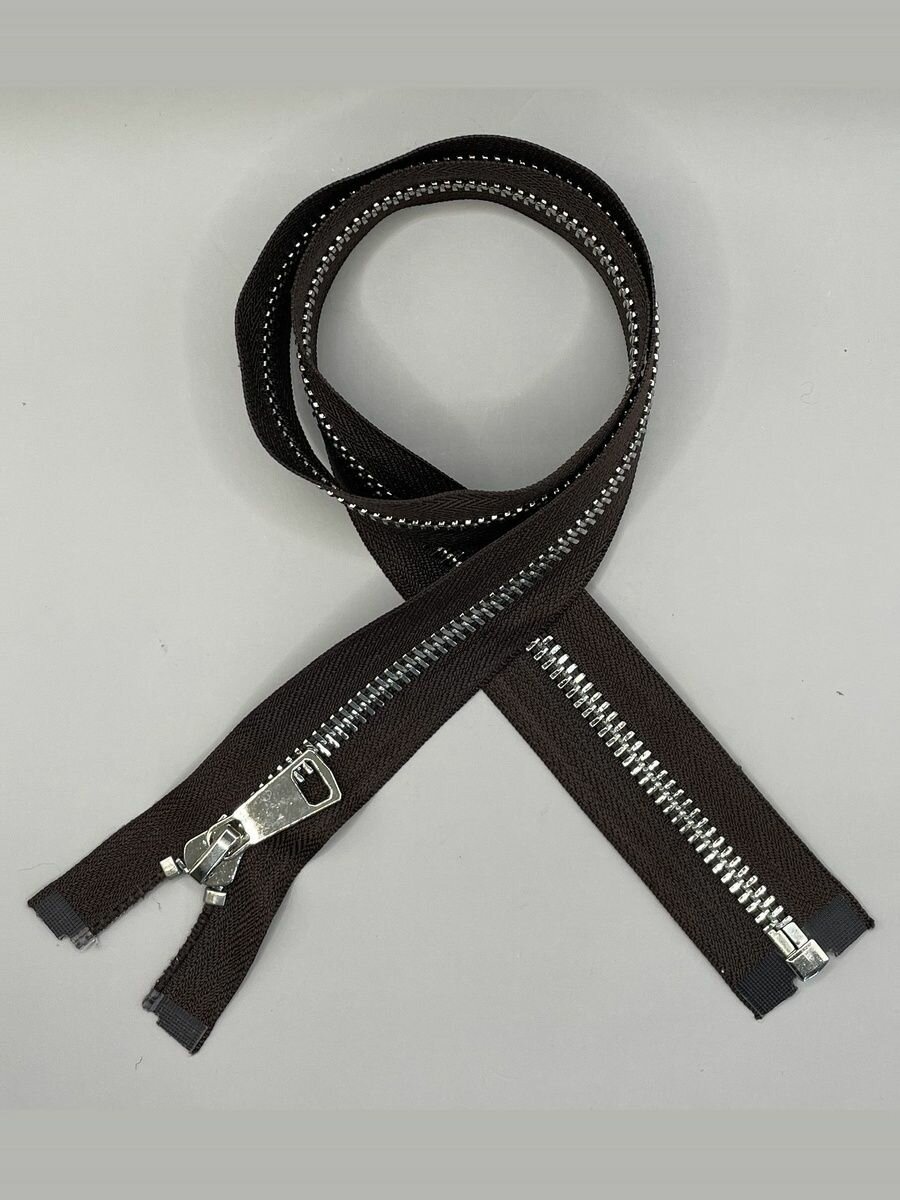 Молния (титан-легкий металл), тип 8,80 см, коричневый, зубья никель,1 замок.1шт.