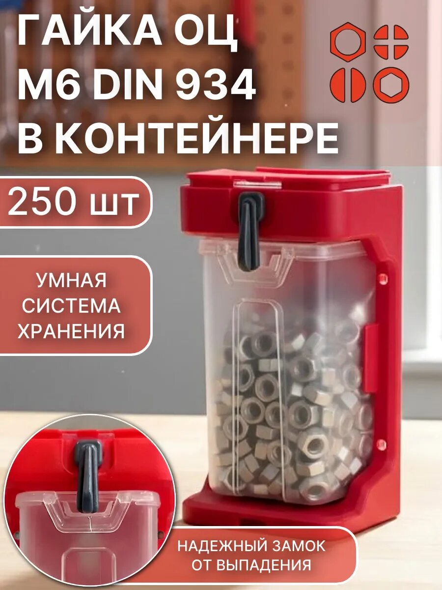 Гайка оцинкованная М6 DIN934 (250шт) + подвесной органайзер