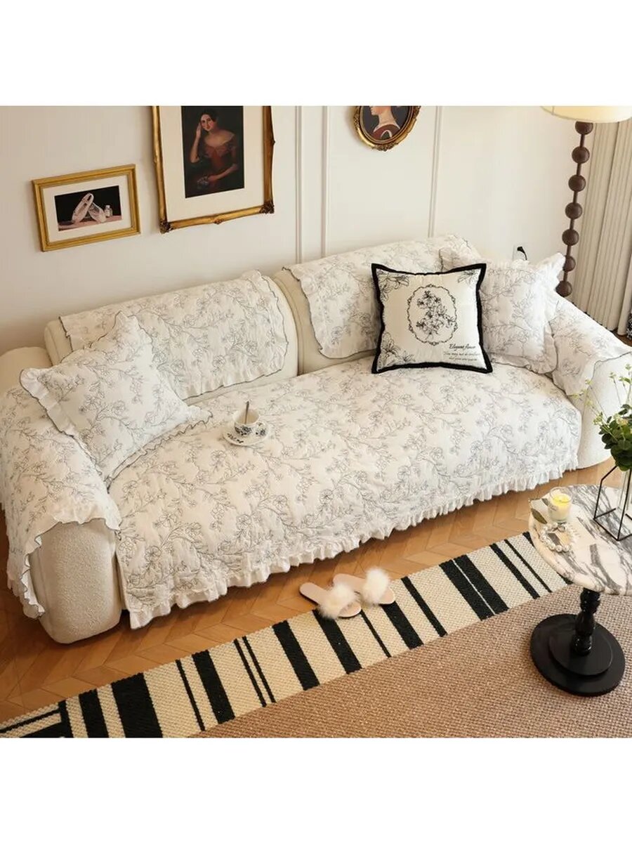 Чехол для дивана винтажный,1x1, Прованс, универсальный