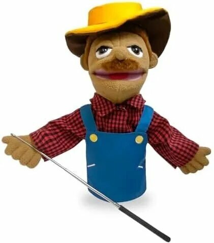 Ручная кукла Фермер 50 см Мягкая игрушка с подвижным ртом для детей и взрослых